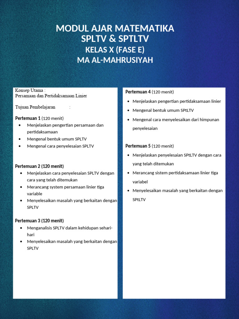 Modul Ajar SPLTV Dan SPTLTV | PDF | Karier & Perkembangan
