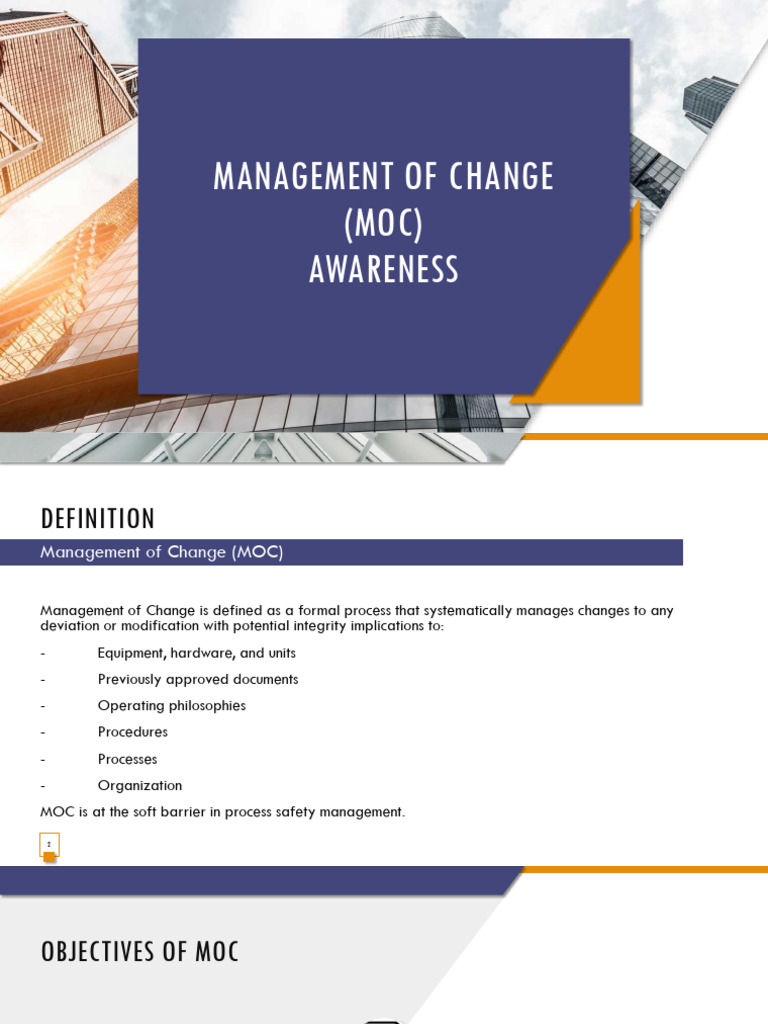 Management of Change (MOC) Awareness | PDF | Risk | Risk Assessment