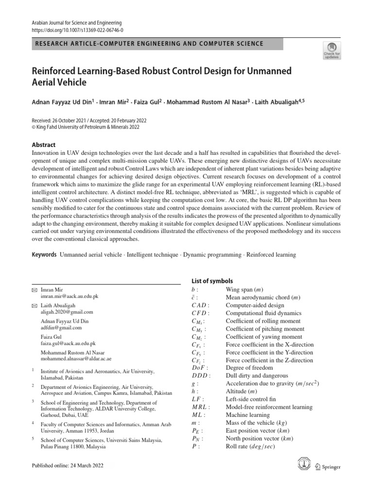 Reinforced Learning-Based Robust Control Design For Unmanned Aerial ... Reinforced Learning-Based Robust Control Design For Unmanned Aerial ...