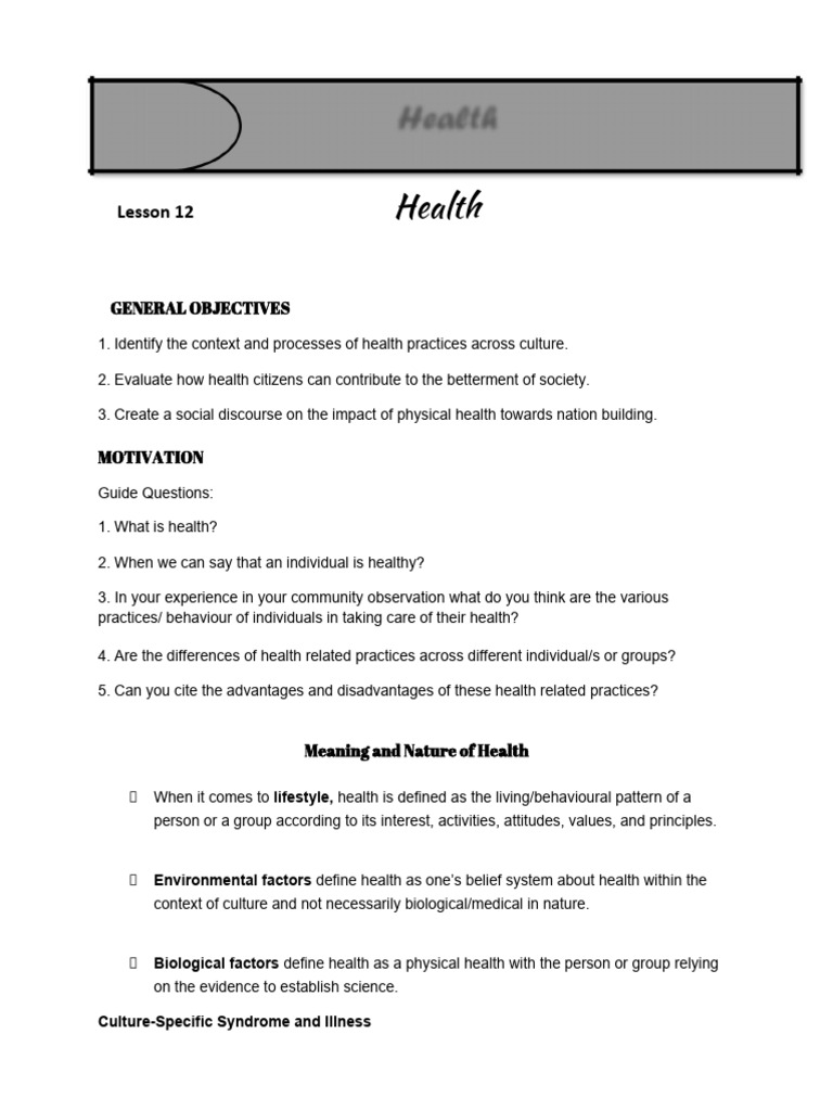 Cultural Health Practices | PDF | Self-Improvement