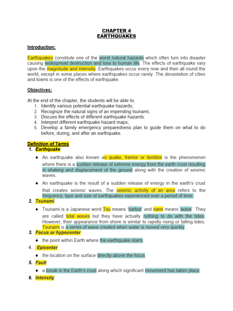 Chapter 4 Earthquakes | PDF | Earthquakes | Tsunami