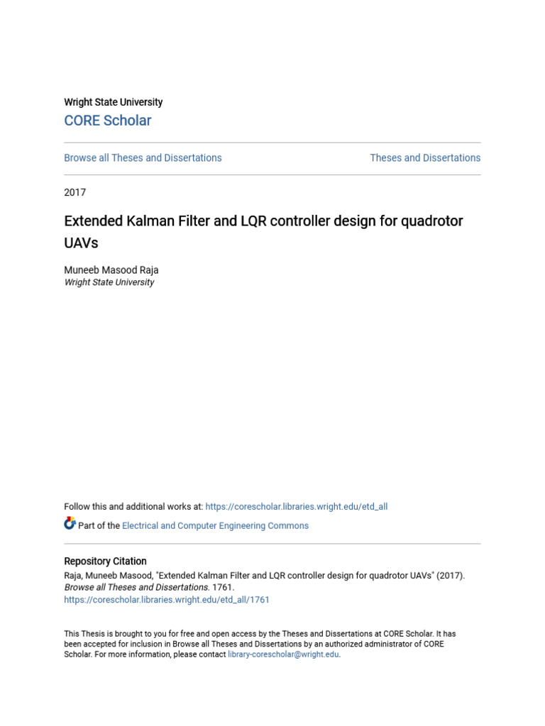 Extended Kalman Filter and LQR Controller Design For Quadrotor UAVs ...