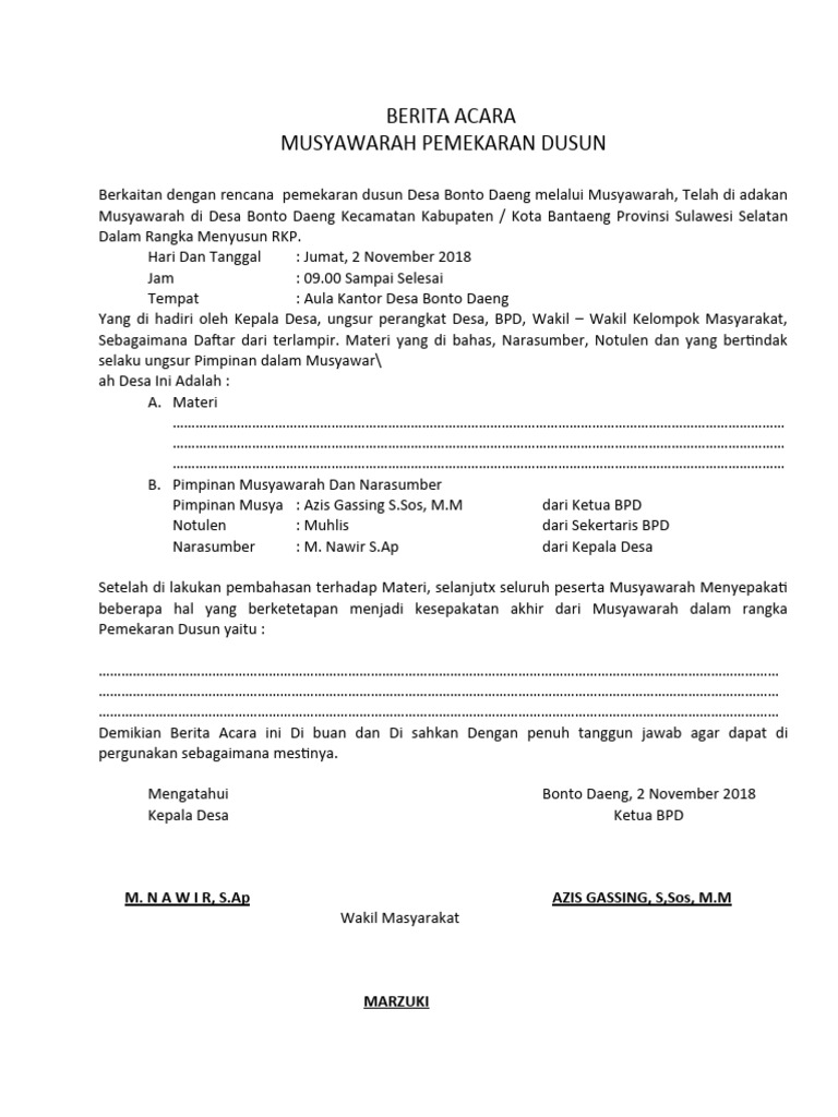 Berita Acara Pemekaran Dusun | PDF | Game & Aktivitas