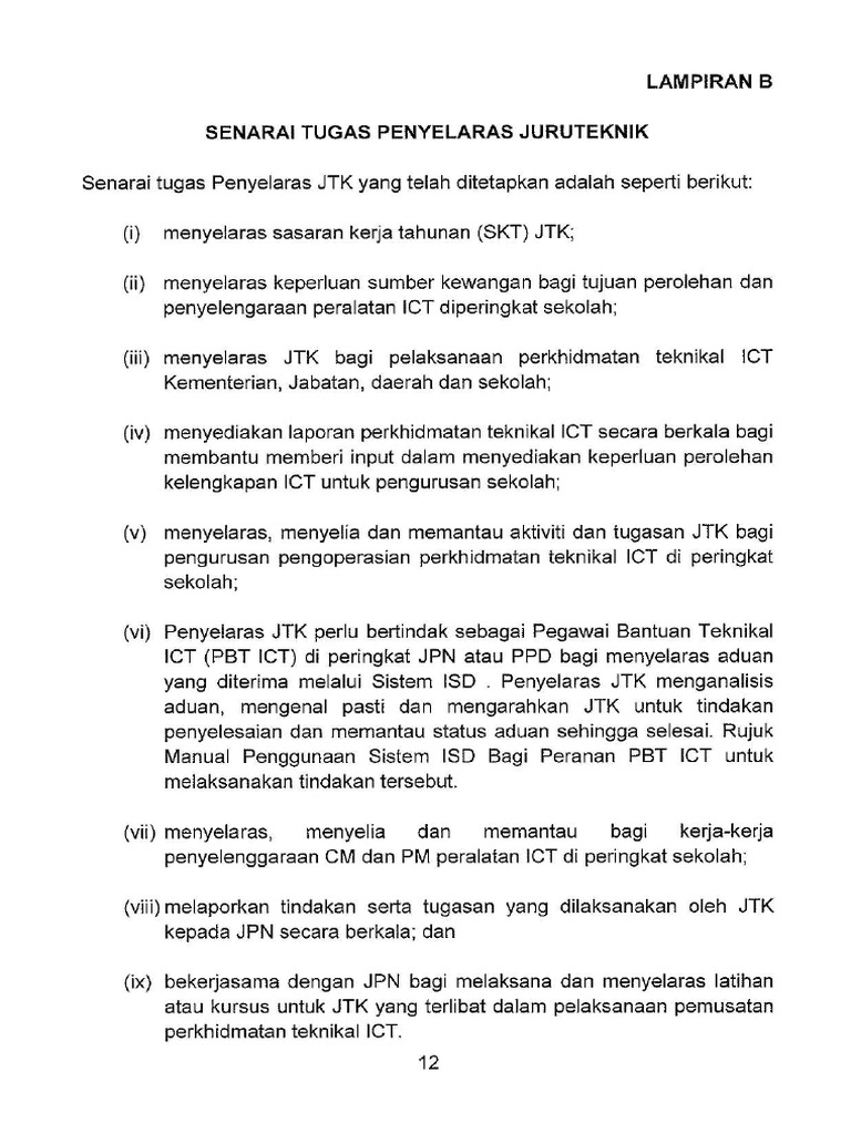 Senarai Tugas JTK | PDF