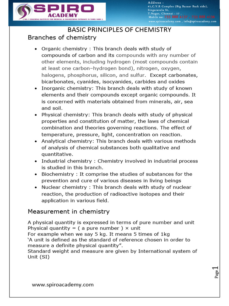 Basic Principle of Chemistry | Download Free PDF | Mole (Unit) | Molecules
