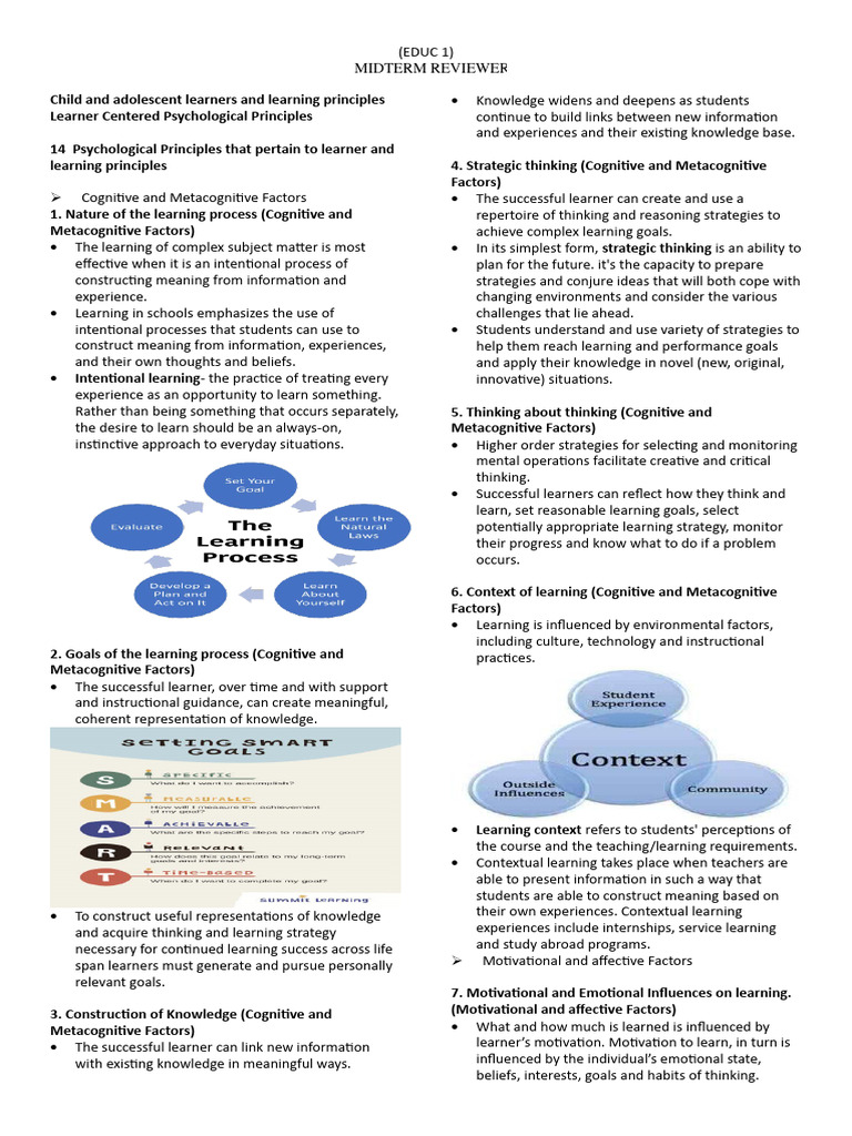 Midterm Reviewer (Educ 1) | PDF | Classical Conditioning | Learning