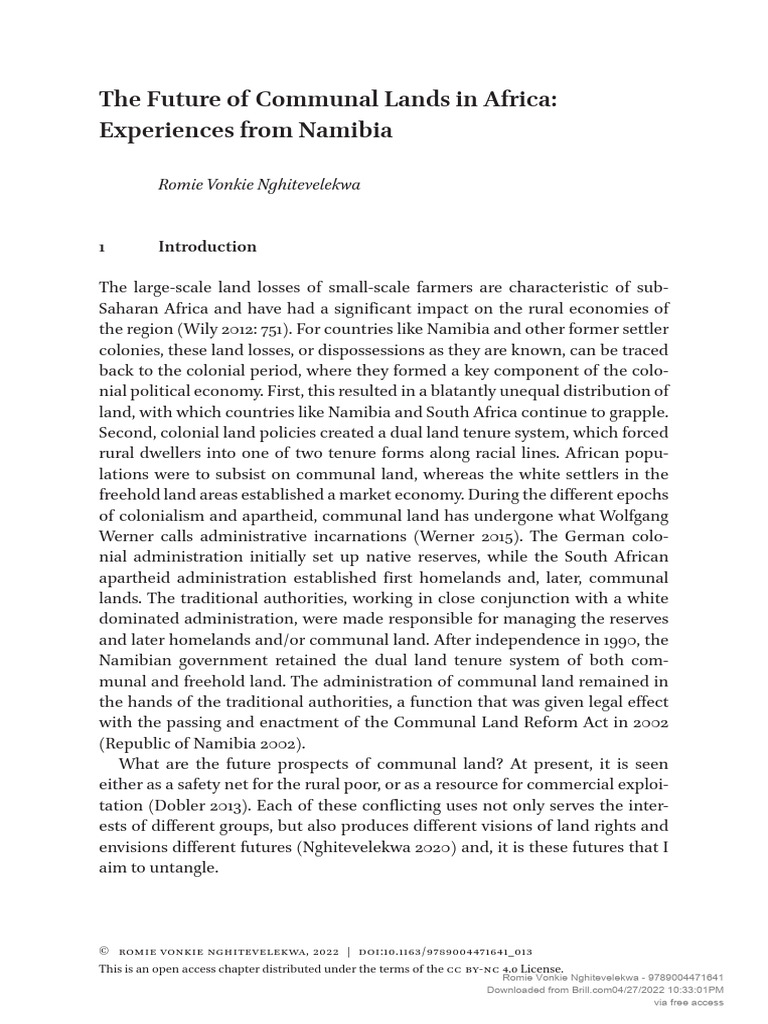 (African Futures) The Future of Communal Lands in Africa - Experiences ...