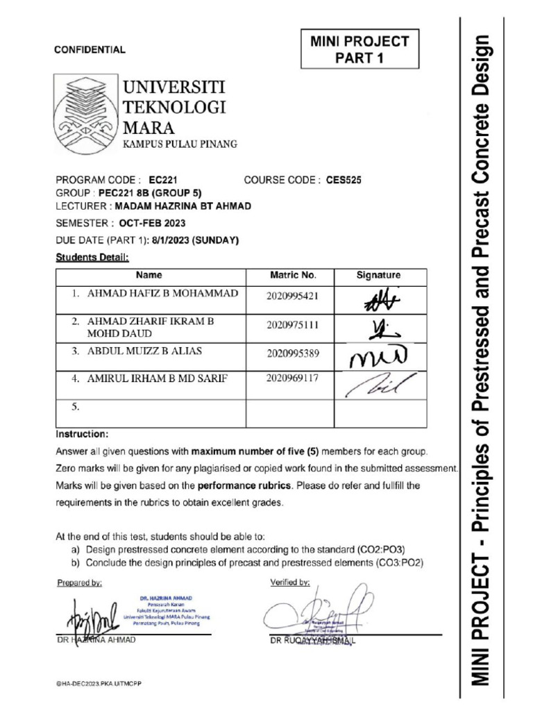 Mini Project Part 1 Prestressed | PDF