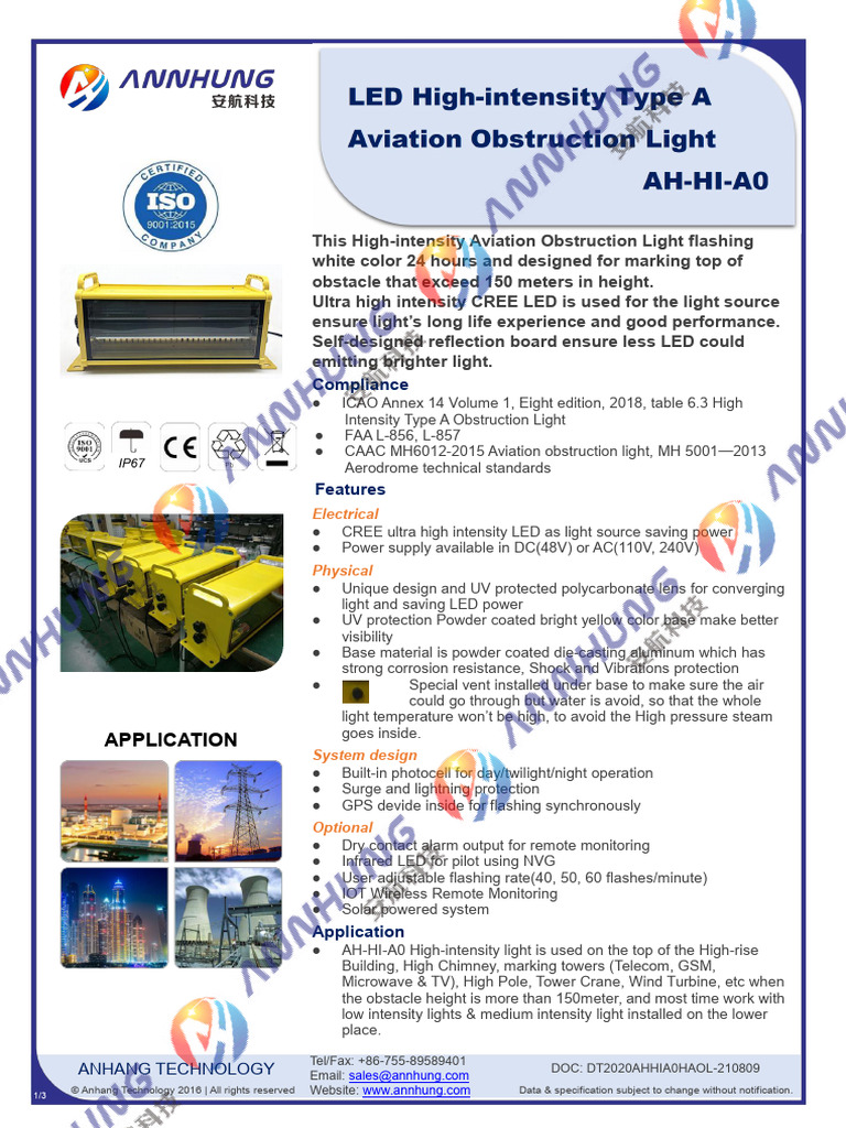 High Intensity Aviation Obstruction Light | PDF | Light Emitting Diode ...