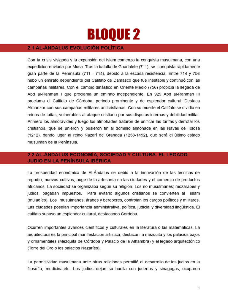 Bloque 2 | PDF | Al Andalus | Edades medias