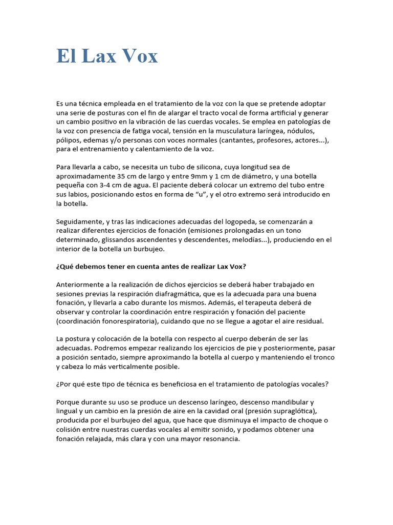 El Lax Vox - RUT MARCOS | PDF | Respiración | Laringe