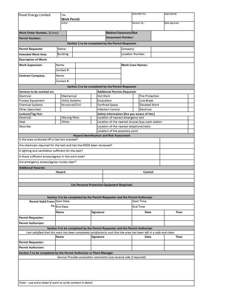 Work Permit | PDF | Hazards | Workplace