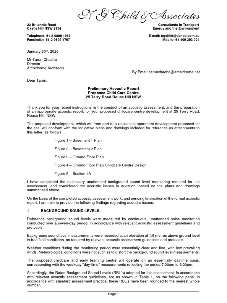 Preliminaty Acoustic Report CCC 25 Terry Road Rouse Hill 1 | PDF ...