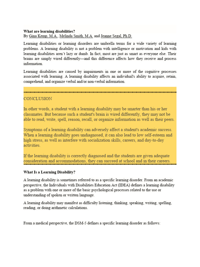Definition and Identification of LD and ADHD | PDF | Attention Deficit ...