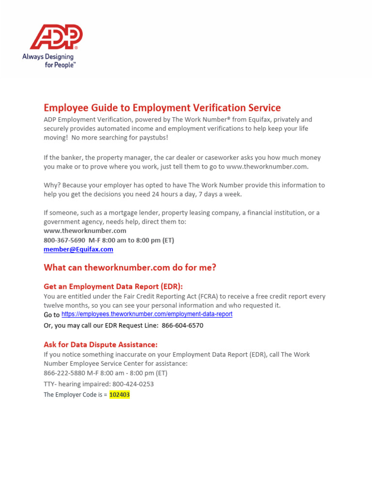 Employee Guide For Verification of Employement VOE | PDF | Credit ...