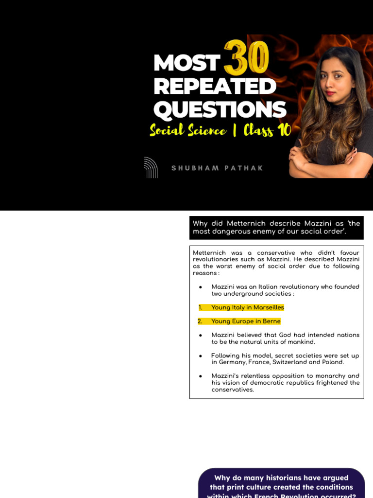 Most Repeated 30 Questions Class 10 SST | PDF | Loans | Globalization