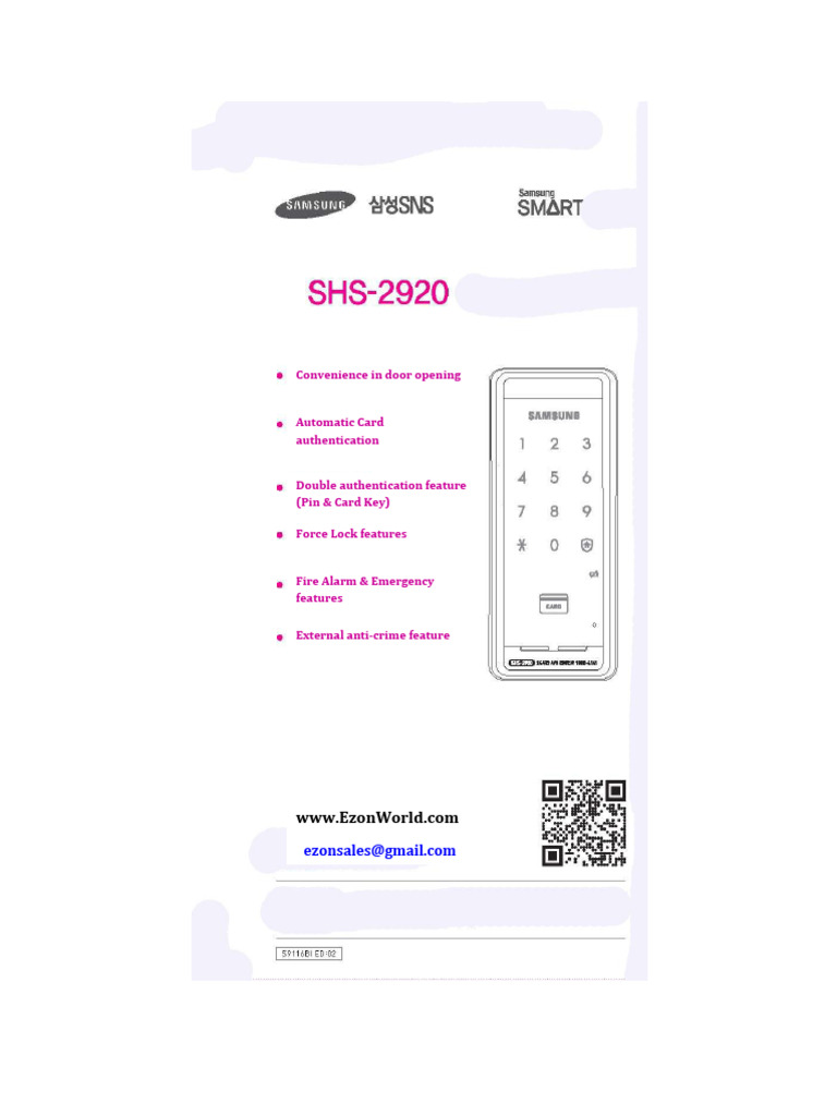 Shs 2920 en Manual | PDF | Personal Identification Number | Door