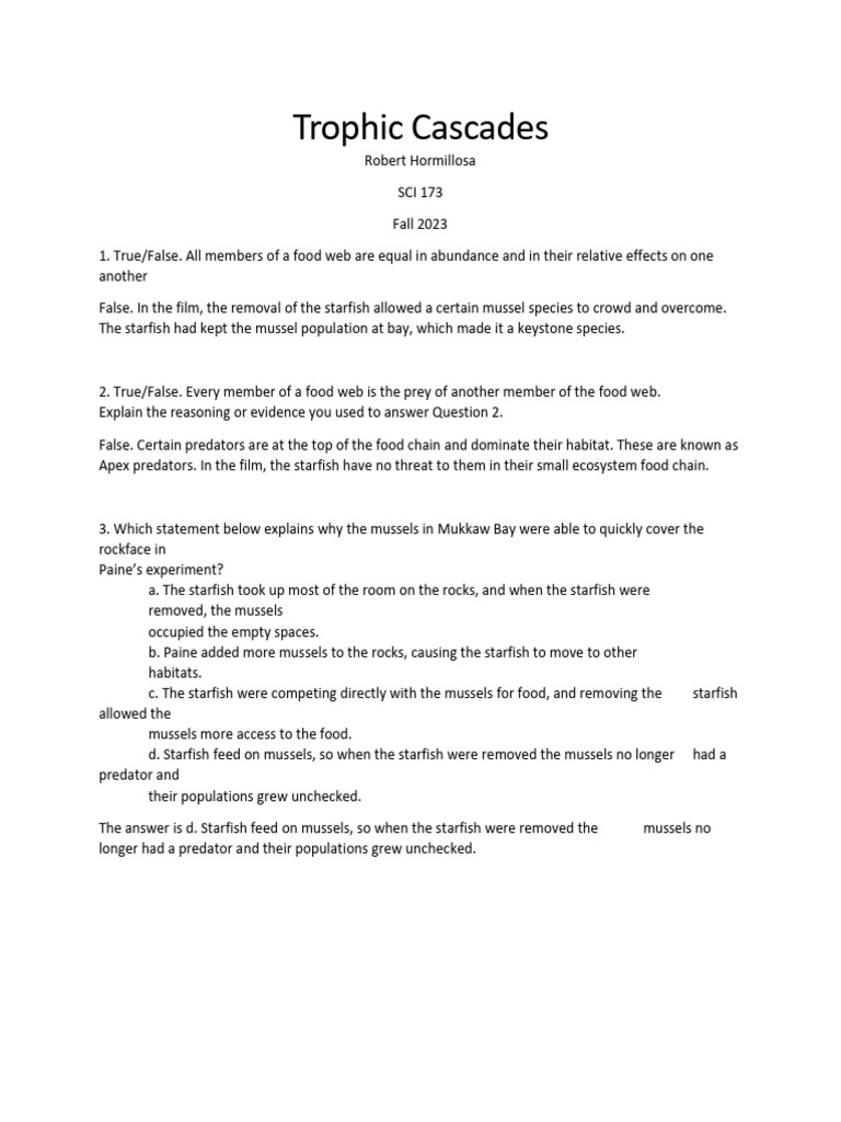 Annotated Trophic Cascades | PDF | Predation | Food Web