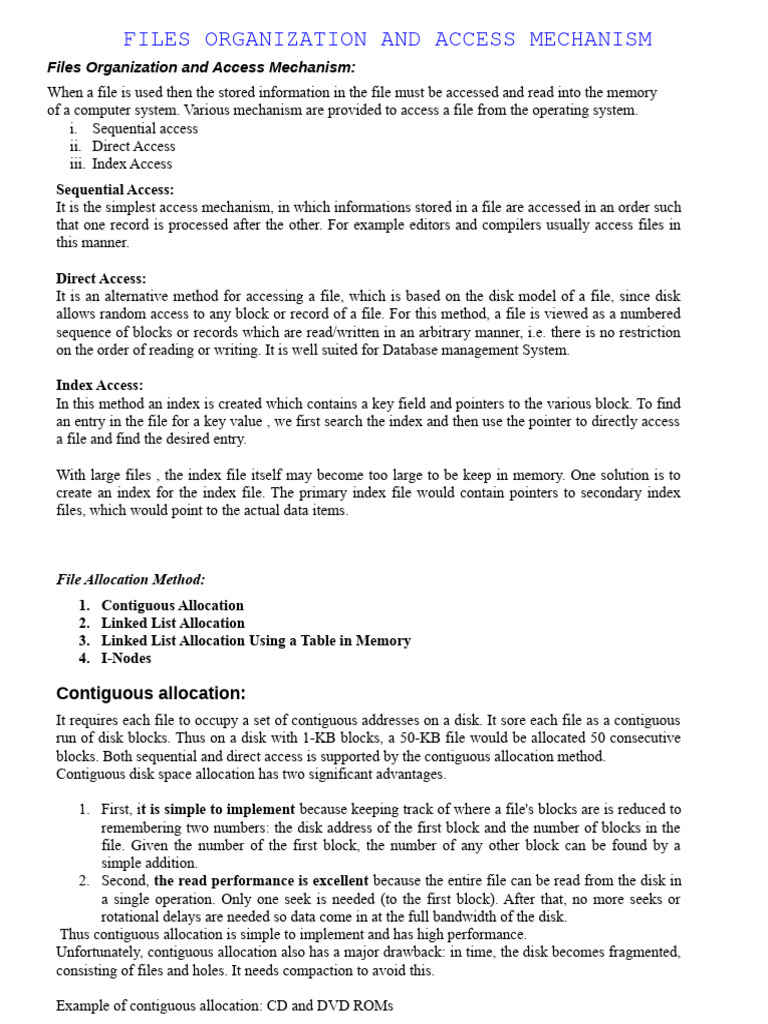 Files Organization and Access Mechanism | Download Free PDF | Database Index | Computer File