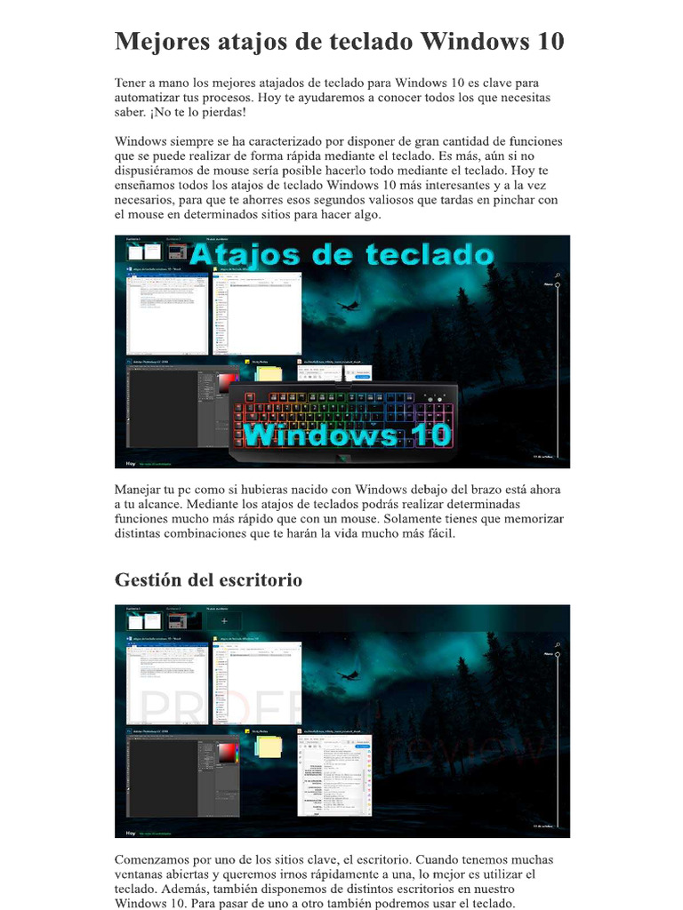 Atajos W10 | PDF | Ventana (informática) | Archivo de computadora