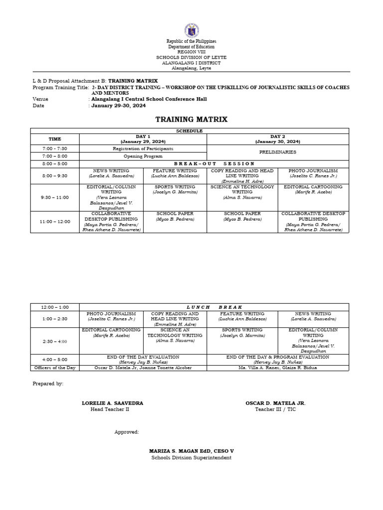 Training Matrix - Journalism | PDF