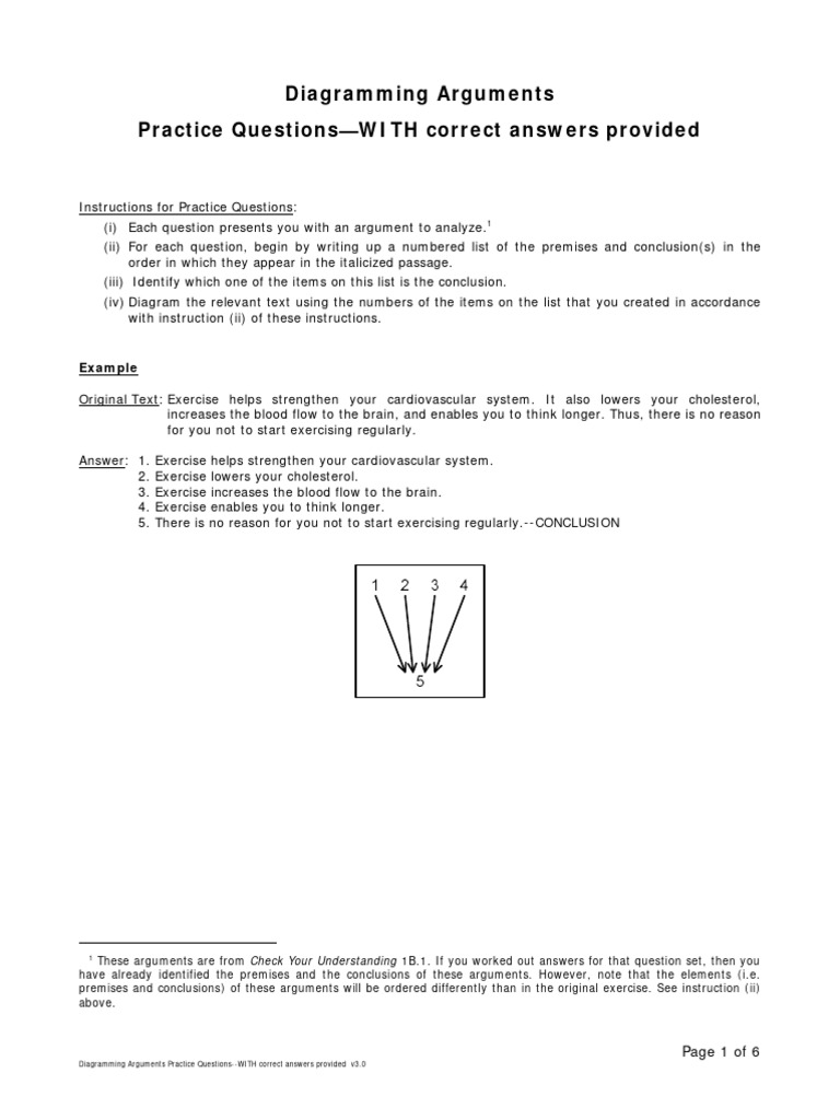 Diagramming Arguments Practice Questions-WITH Correct Answers Provided ...