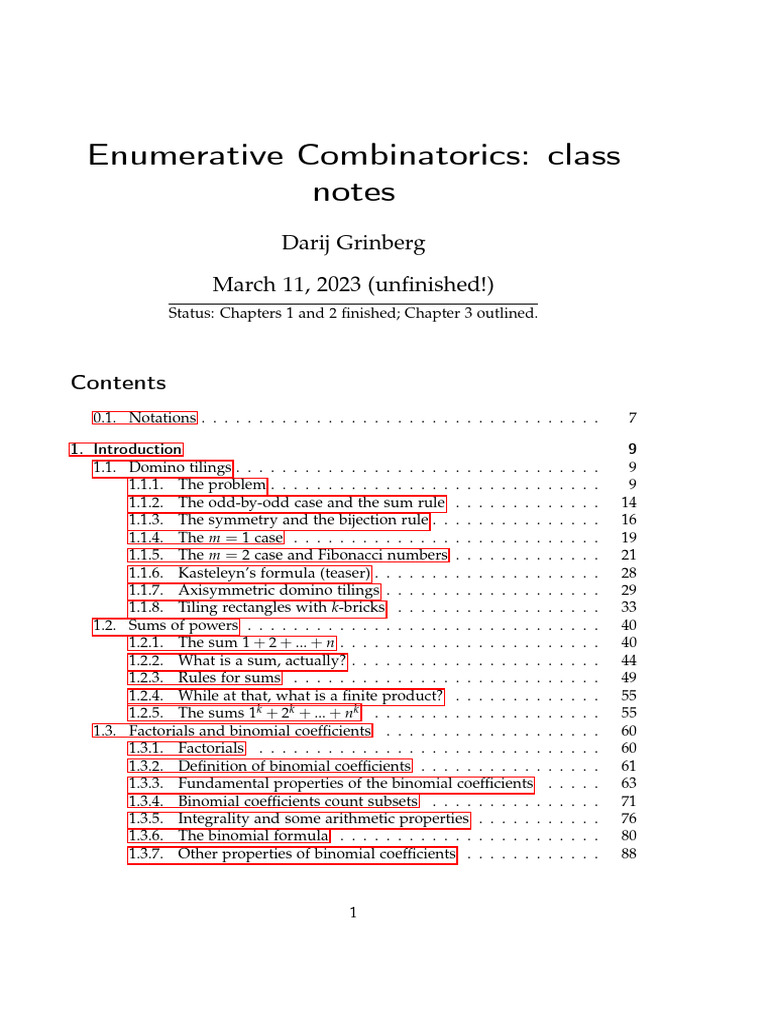 Enumerative Combinatorics | PDF | Summation | Combinatorics