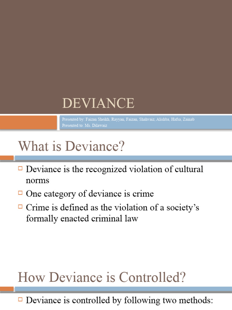Deviance | PDF | Deviance (Sociology) | Crimes