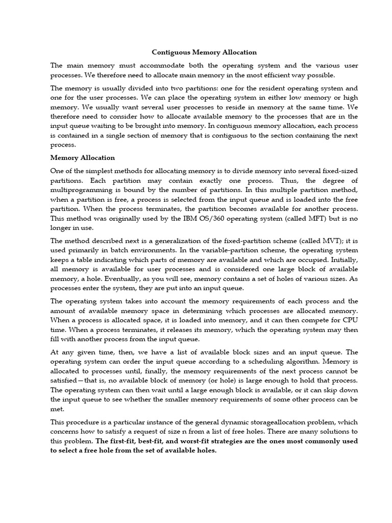 4.3 Contiguous Memory Allocation | PDF | System Software | Computer Data