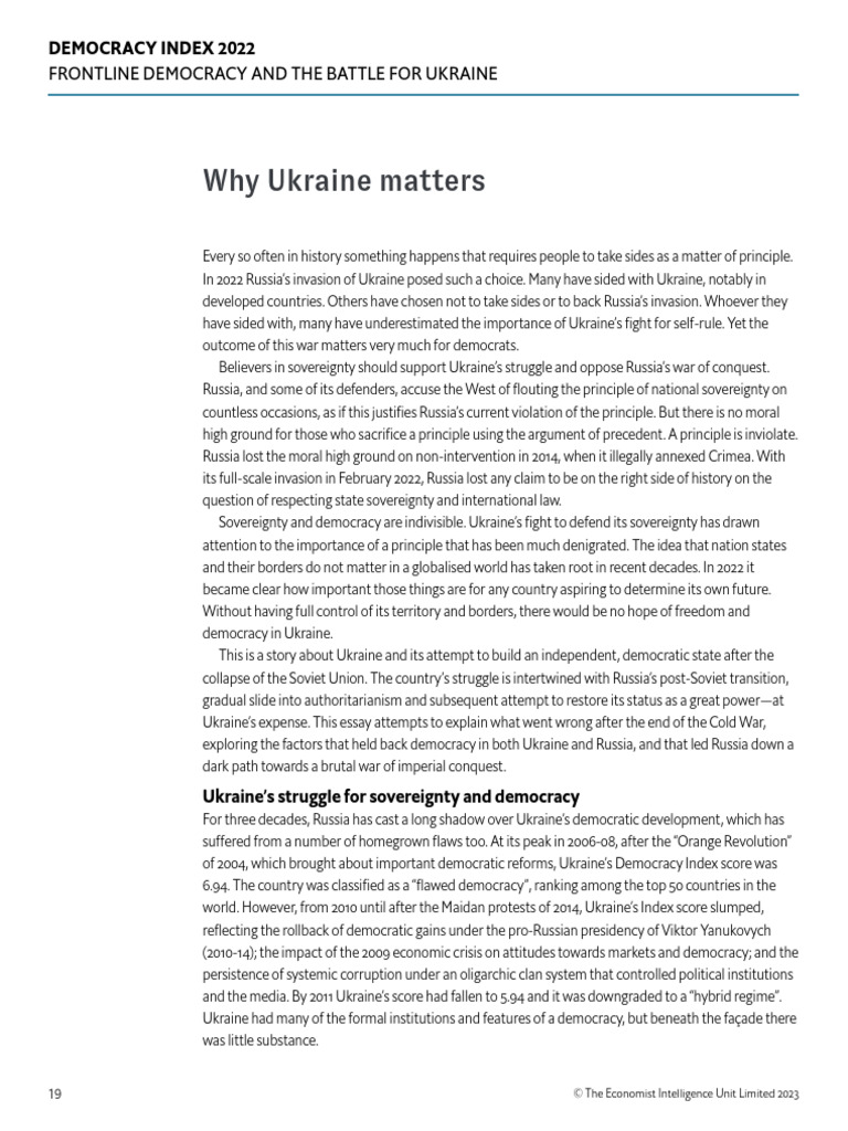 Democracy Index 2022 Frontline Democracy and The Battle For Ukraine ...