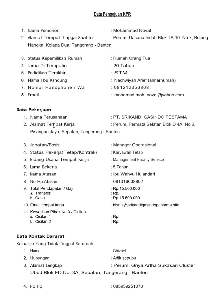 Form Interview Noval | PDF