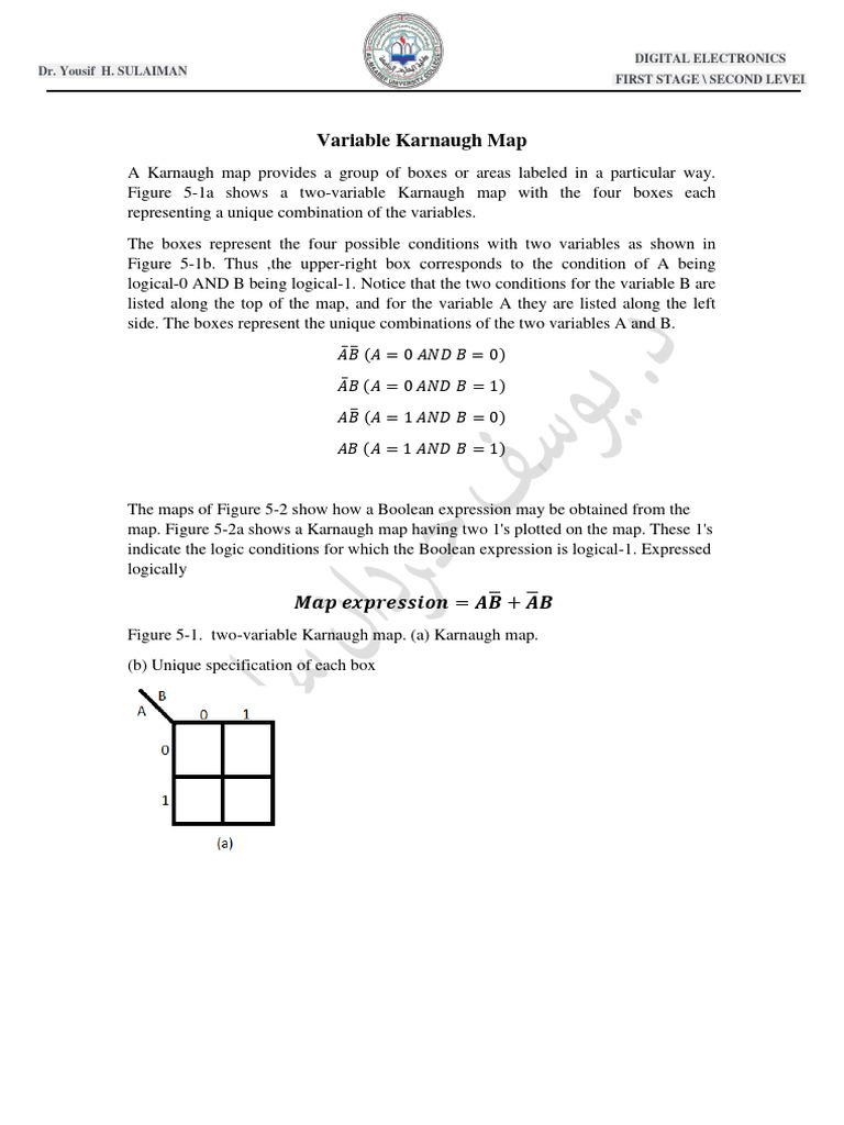 Variable Karnaugh Map1 | PDF | Boolean Algebra | Teaching Mathematics