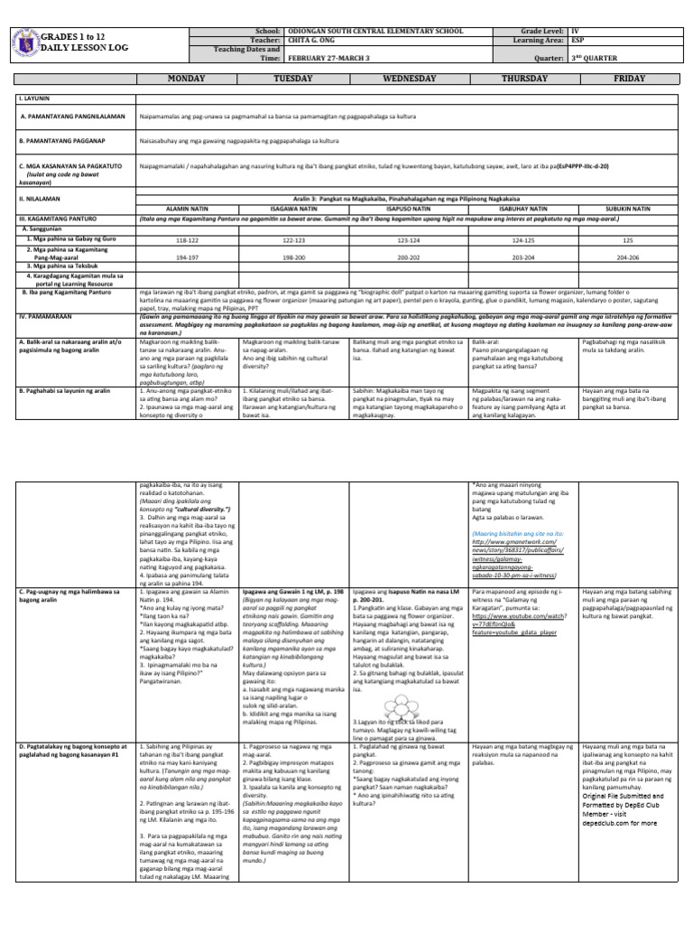 DLL - Esp 4 - Q3 - W4 | PDF