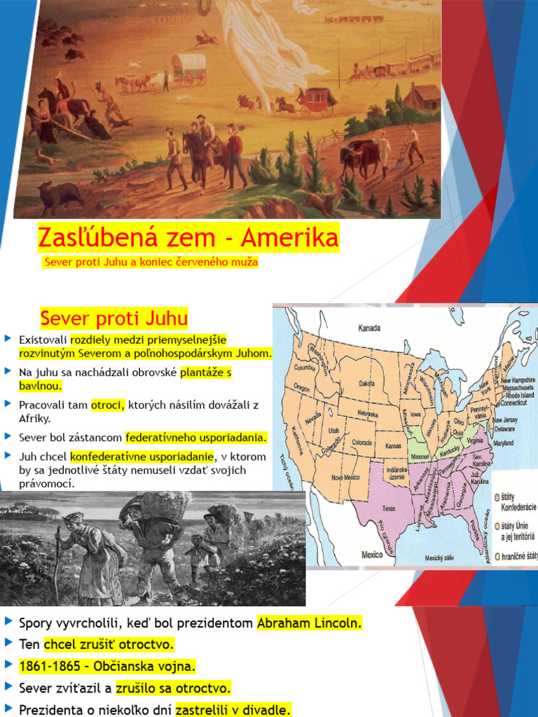 ZasÄ ÃºbenÃ¡ Zem - Amerika (Sever Proti Juhu, Genocã Da Indiã¡nov) | PDF