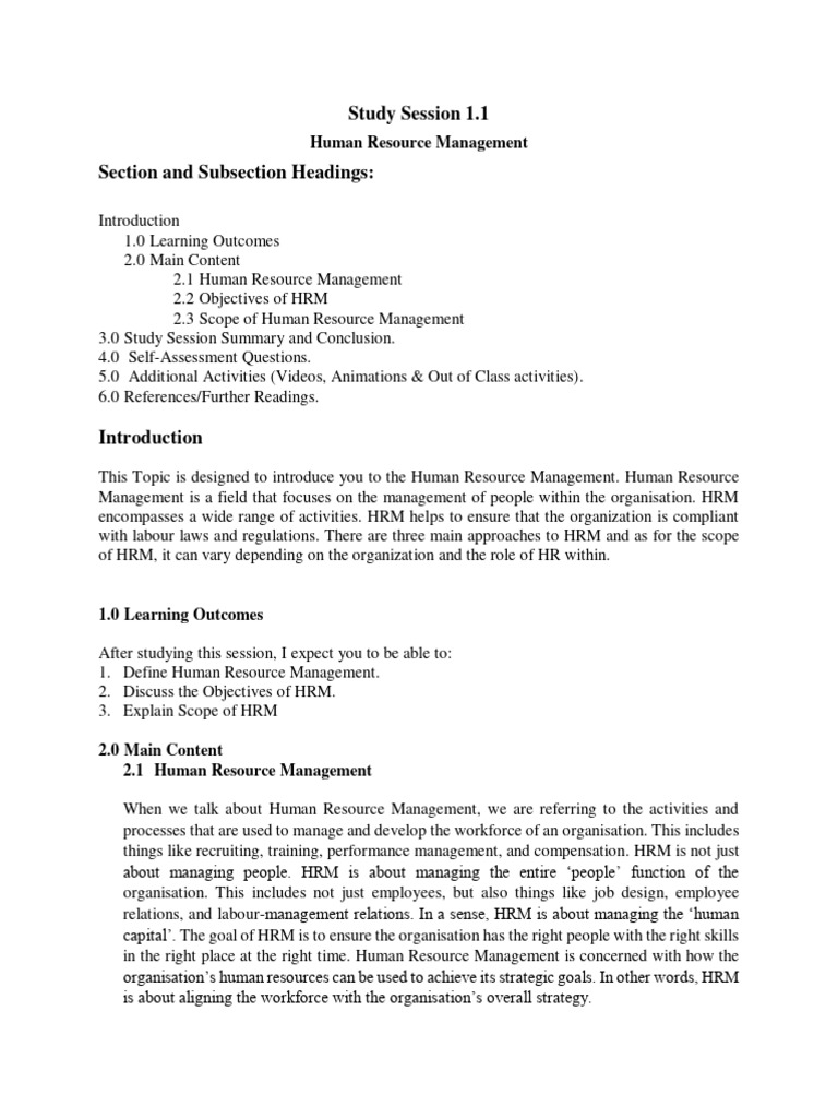 Study Session 1.1 | PDF | Human Resource Management | Human Resources