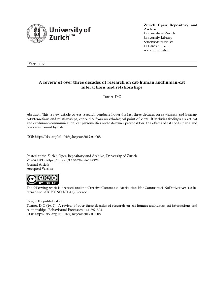A Review of Over Three Decades of Research On Cat-Human Andhuman-Cat ...