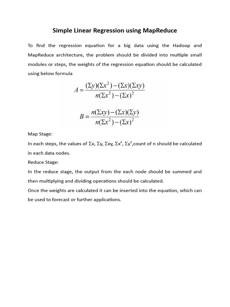 MapReduce for Simple Linear Regression | PDF | Teaching Methods ...