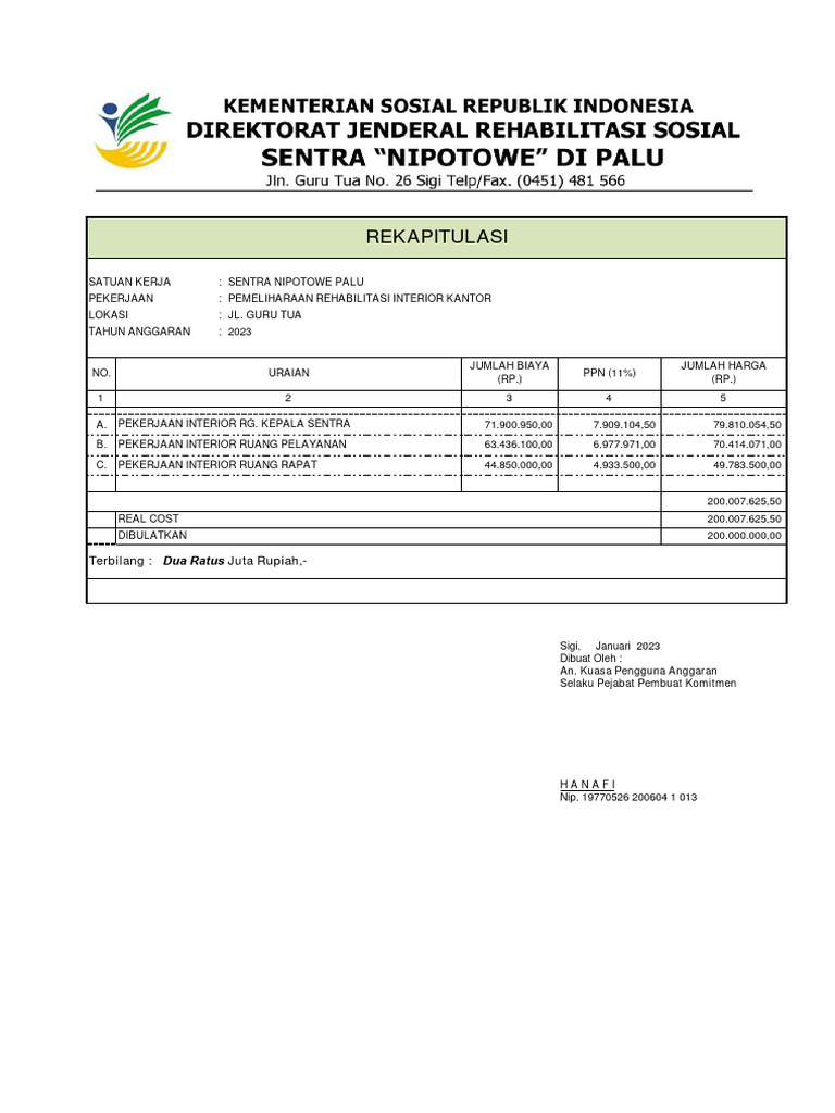 Usulan RAB Interior Kantor | PDF