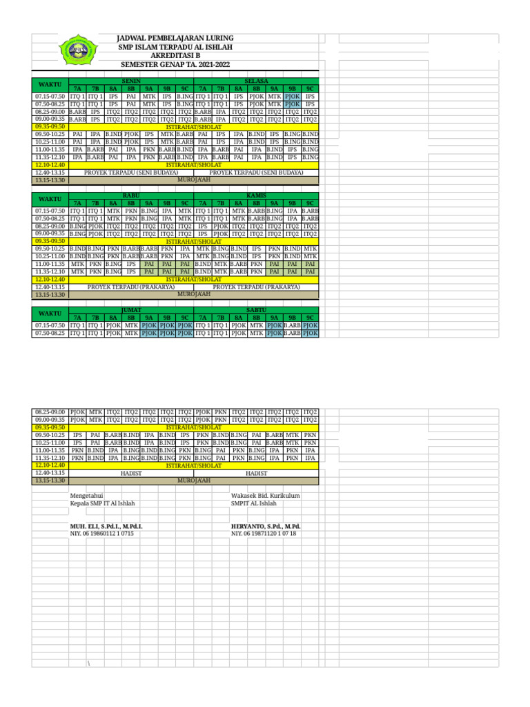 Jadwal Luring TP 2021-2022 Ok | PDF
