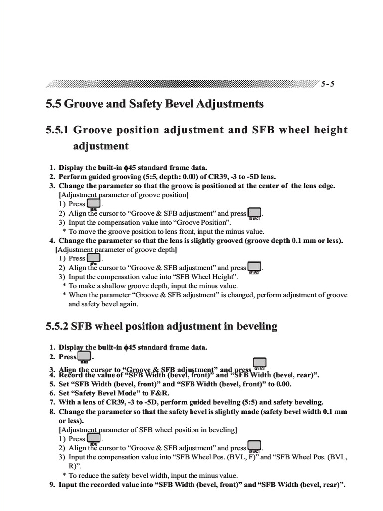 LE 9000 Groove and SFB Adjustment | PDF
