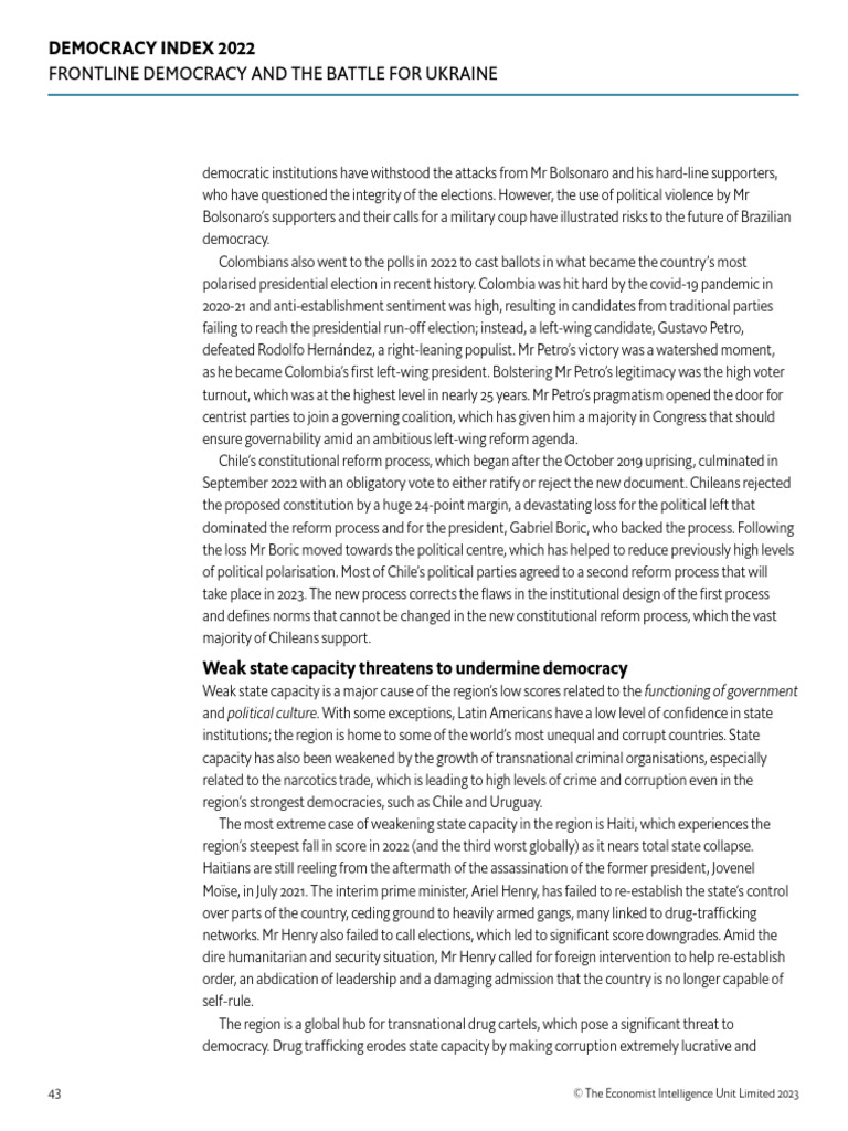 Democracy Index 2022 Frontline Democracy and The Battle For Ukraine ...