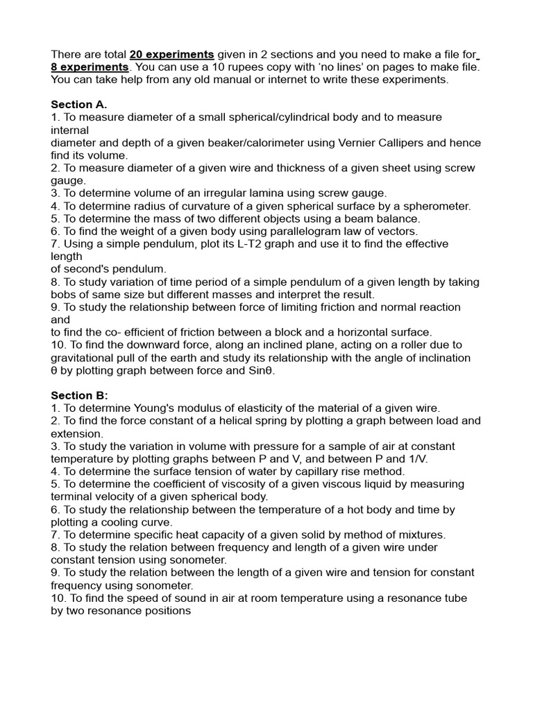 Experiments File Physics | PDF | Force | Pendulum