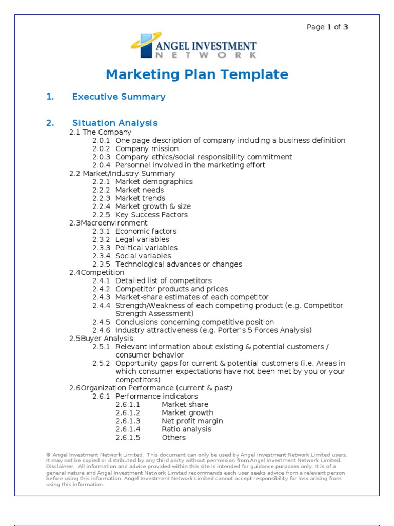 Marketing Plan Template | PDF | Strategic Management | Competition