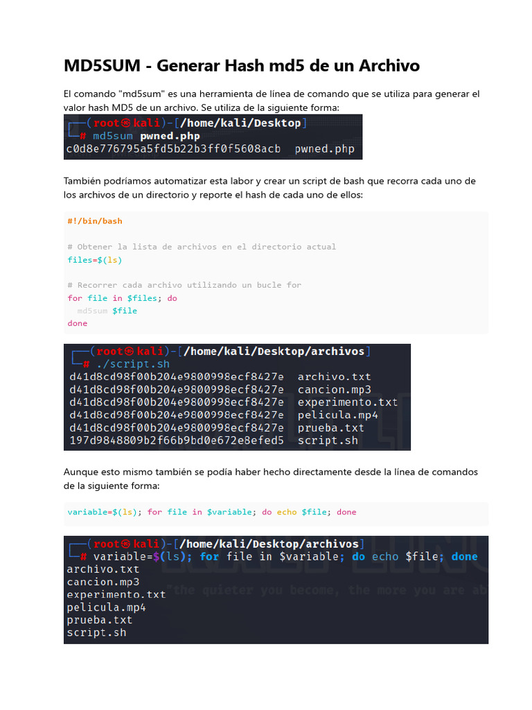 Md5sum Generar Hash Md5 De Un Archivo Pdf 