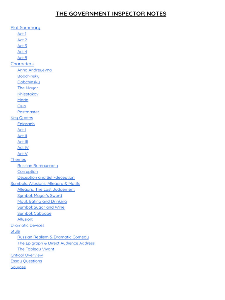 The Government Inspector Notes | PDF