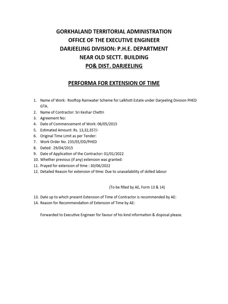 Time Extension Request for Construction | PDF | Technology & Engineering