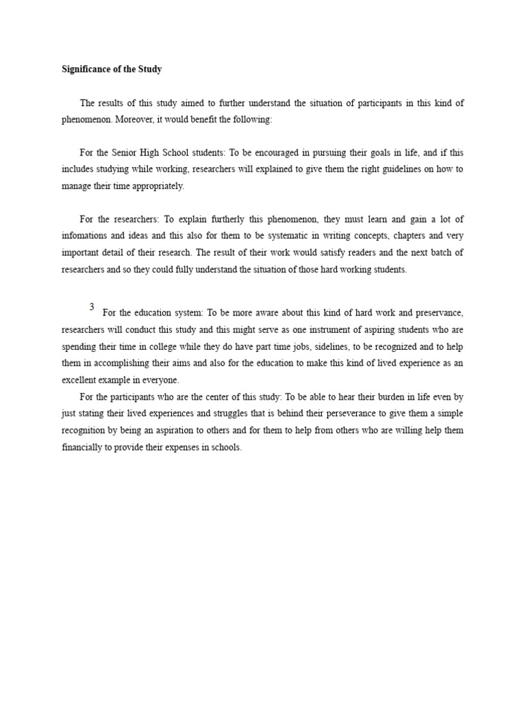 Significance of The Study | PDF | Career & Growth | Self-Improvement