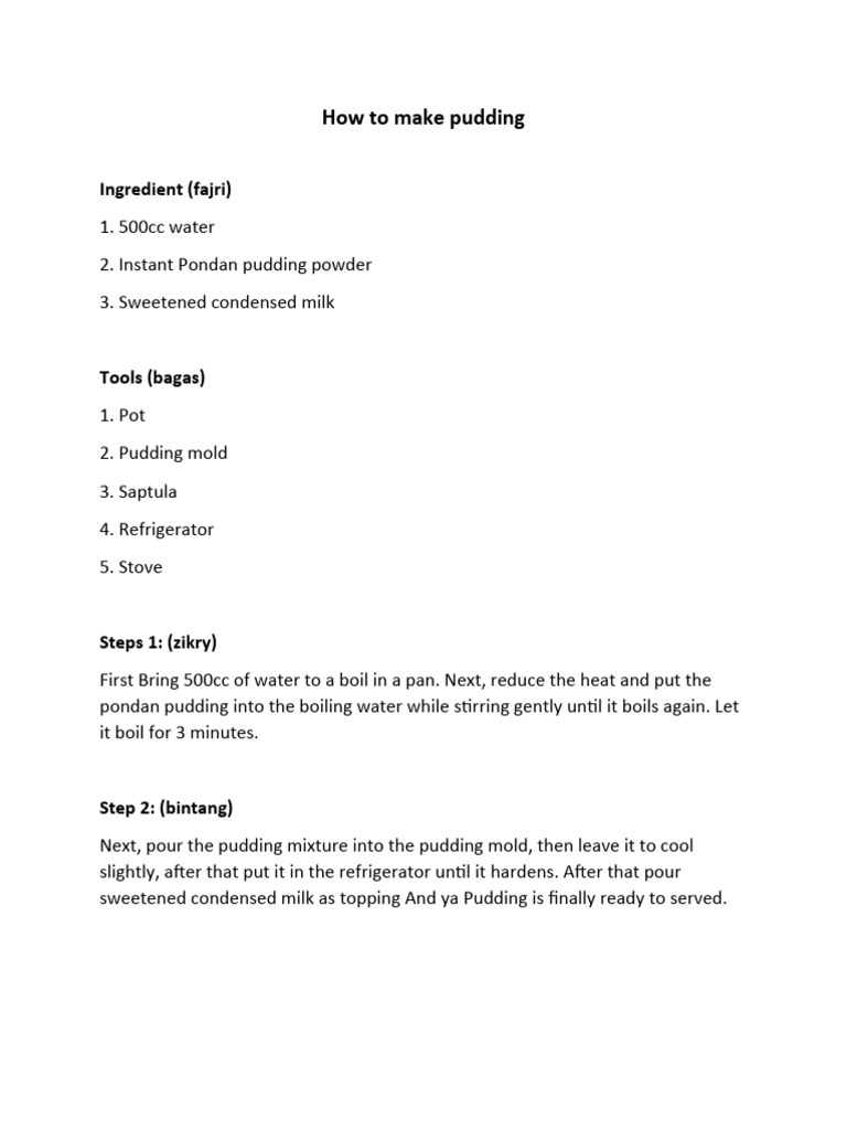 How To Make Pudding | PDF