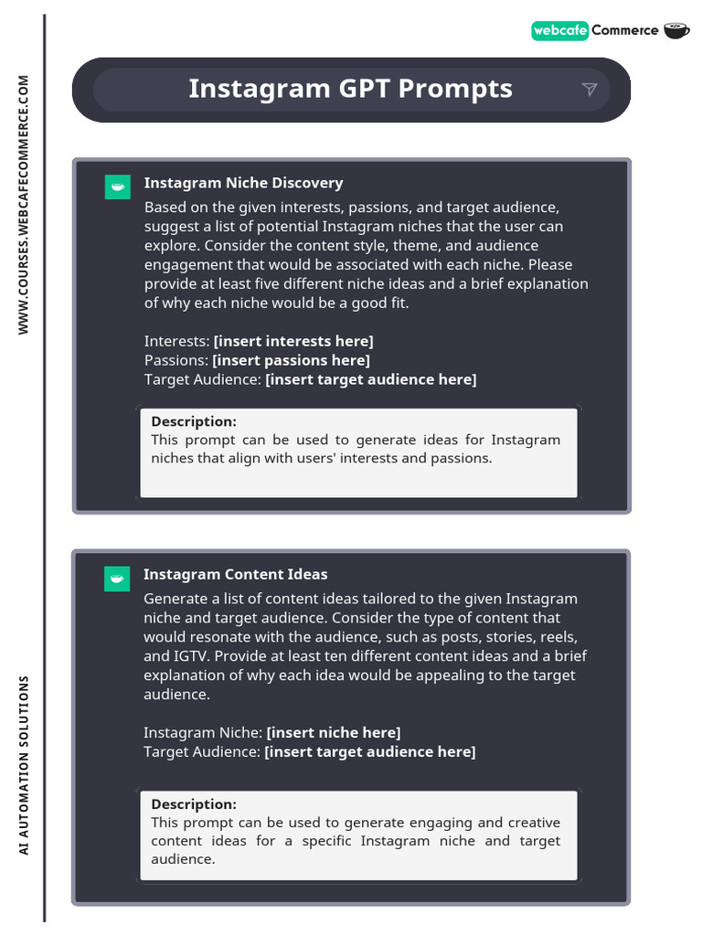4 Instagram Prompts by Webcafe | PDF | Target Audience | Artificial ...