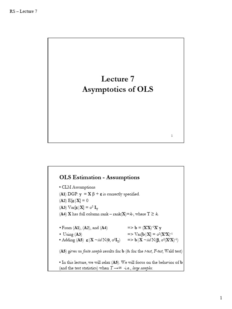 Asymptotic OLS | PDF | Estimator | Limit (Mathematics)